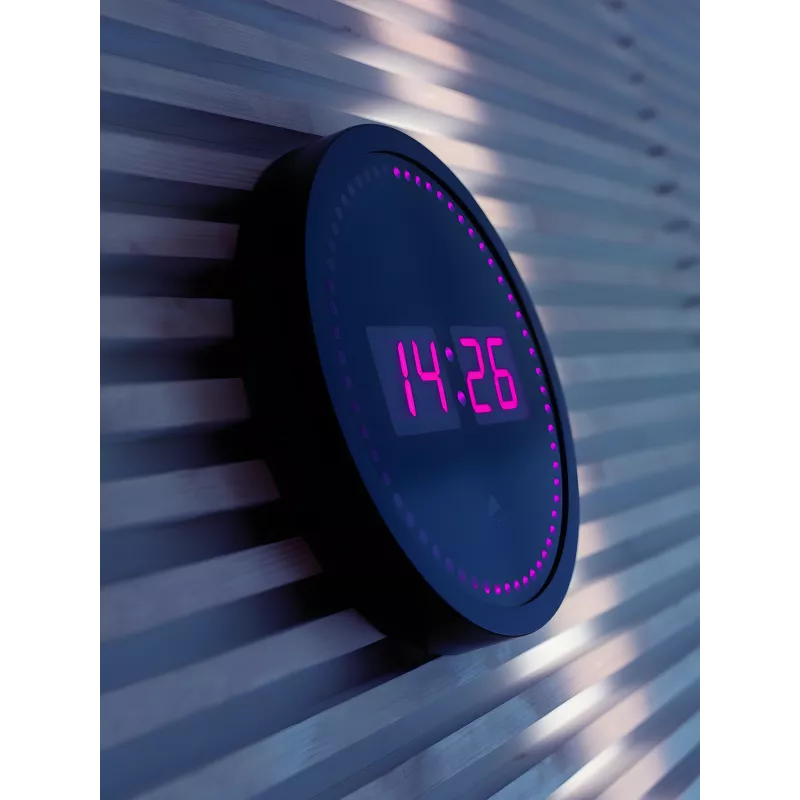 Horloge murale LED - Noir et diodes rouges